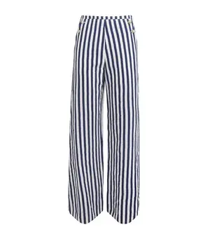 Maje Striped Wide-leg Trousers - White