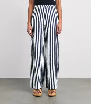 Maje Striped Wide-leg Trousers - White