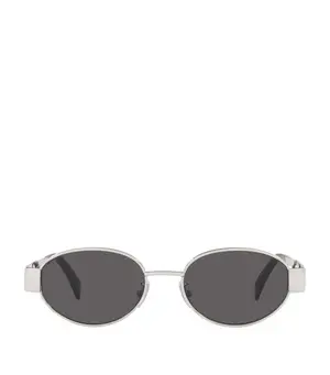 Celine Metal Triomphe Oval Sunglasses - Grey