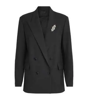 Maje Double-breasted Brooch Blazer