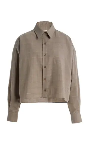 THE FRANKIE SHOP Arlen Plaid Wool-blend Boxy Shirt - Grey