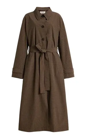 RÓHE Technical Check Belted Coat - Brown