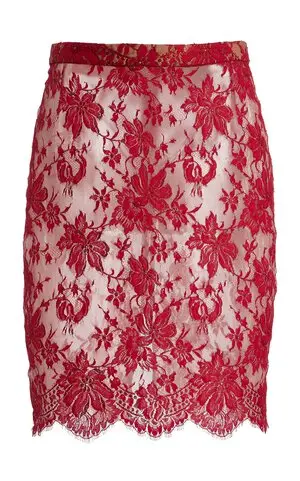 Françoise Lace Midi Skirt - Red