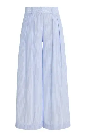 Françoise Mila Silk Wide-leg Pants - Blue