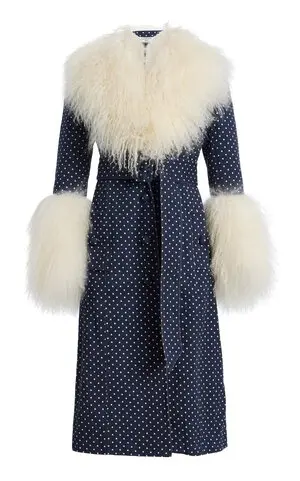 Françoise Fur Trimmed Cotton Coat - Blue
