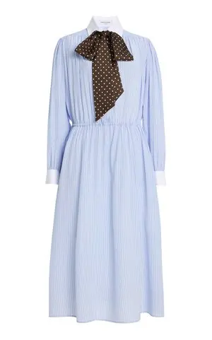 Françoise Blair Bow Silk Midi Dress - Blue