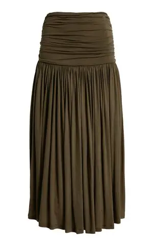 Françoise Nora Pleated Midi Skirt - Green