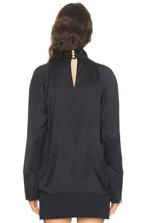 Balmain Draped Silk Blouse - Black