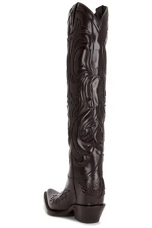 Acne Studios High Knee Boots With Bow Embroidery
