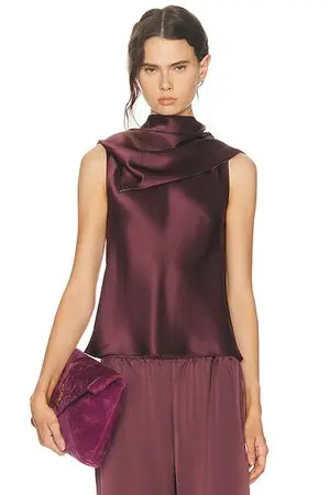 LESET Barb Foulard Top - Malbec