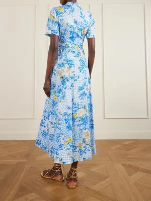 MARY KATRANTZOU Floral Cotton-blend Maxi Dress - Blue
