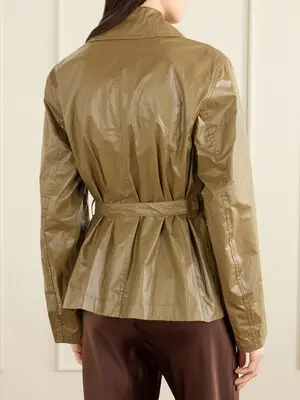 LEMAIRE Double-breasted Belted Coated Cotton-canvas Jacket - Brown