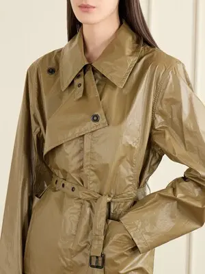 LEMAIRE Double-breasted Belted Coated Cotton-canvas Jacket - Brown