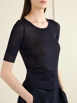 LEMAIRE Trompe L'oeil Knitted T-shirt - Blue