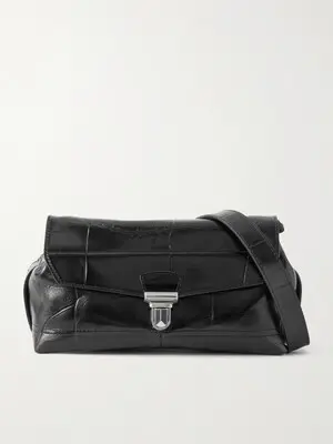LEMAIRE Gear Small Croc-effect Leather Shoulder Bag - Black