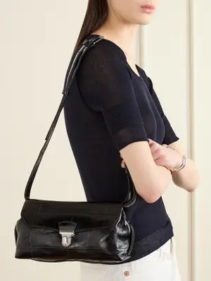 LEMAIRE Gear Small Croc-effect Leather Shoulder Bag - Black