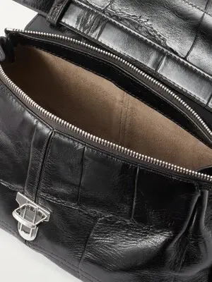 LEMAIRE Gear Small Croc-effect Leather Shoulder Bag - Black