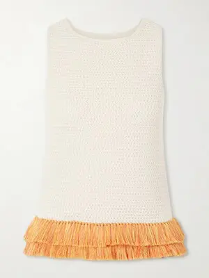 Escvdo Amada Fringed Crochet Cotton Tank