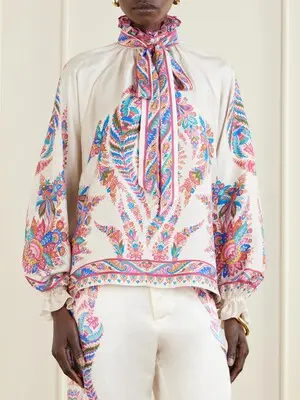 Etro Paisley-print Silk Blouse With Pussy-bow - Multi