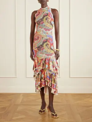 Etro Ruffled Paisley-print Chiffon Midi Dress - Multi