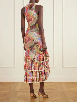 Etro Ruffled Paisley-print Chiffon Midi Dress - Multi