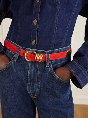 DEHANCHE Hollyhock Suede Belt - Red