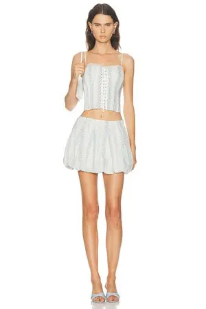 LoveShackFancy Bensen Bustier Top - Cinched Blue