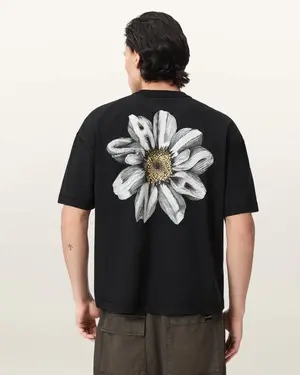 ALLSAINTS Petals Oversized Short Sleeve Graphic T-shirt - Black