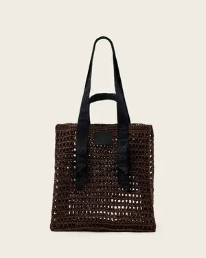ALLSAINTS Lullah Woven Raffia Tote Bag - Brown