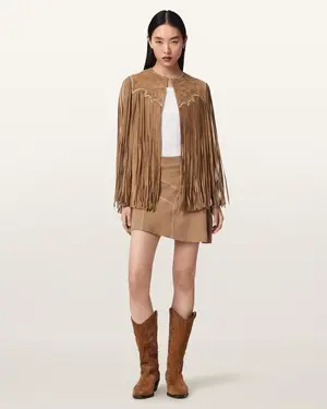 ALLSAINTS Clara Whip Suede Mini Skirt