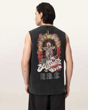 ALLSAINTS Roque Oversized Sleeveless T-shirt - Black