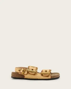 ALLSAINTS Staffa Raffia Buckle Sandals - Brown