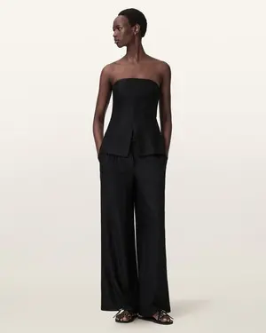ALLSAINTS Charley Linen Blend Wide Leg Pants