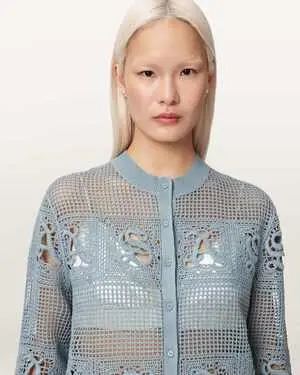 ALLSAINTS Kyra Open Knit Crochet Cardigan