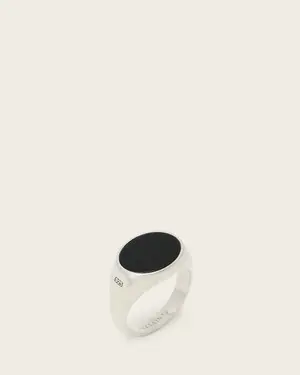 ALLSAINTS Owen Black Onyx Sterling Ring - Silver