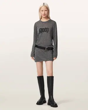ALLSAINTS Deetz Metallic Mini Dress