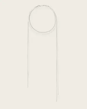 ALLSAINTS Nellie Carabiner Chain Necklace With Pearls - Silver