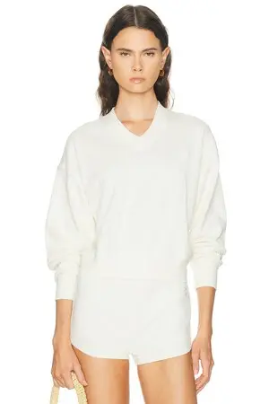 Eterne Cropped V-neck Sweatshirt - Bone