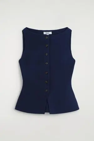 Cos Cotton-blend Crepe Vest - Navy