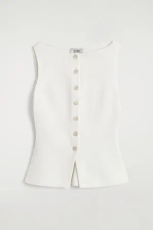 Cos Cotton-blend Crepe Vest - White