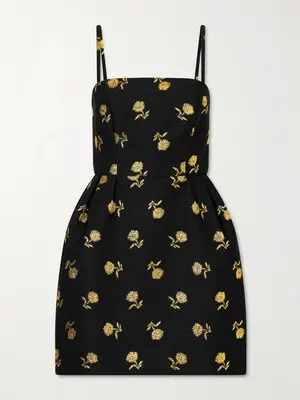 Carolina Herrera Embroidered Jacquard Mini Dress