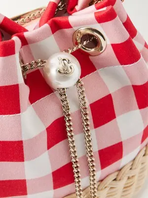 JIMMY CHOO Bon Bon Bucket Bag With Pearl Embellishments - Red