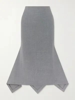 Attico Wool And Cotton-blend Midi Skirt - Gray
