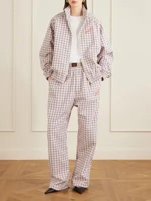 WILLY CHAVARRIA Ruff Rider Embroidered Checked Track Jacket