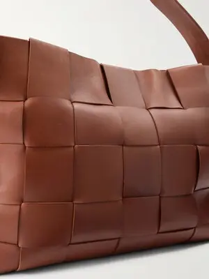 ST. AGNI Woven Leather Tote - Brown