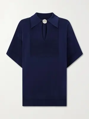 JIL SANDER Knitted Polo Shirt - Blue
