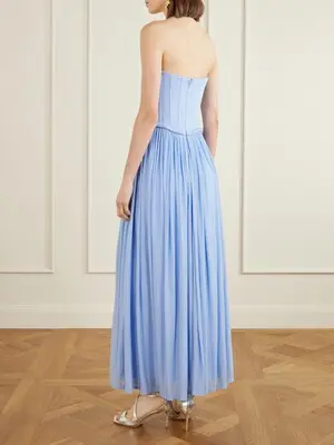 Simkhai Adalys Gathered Stretch-jersey Bustier Maxi Dress - Blue