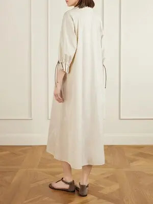 Max Mara Tie-detailed Cotton-poplin Midi Dress