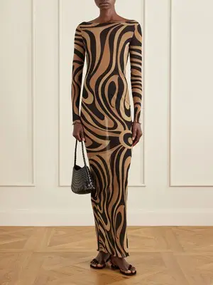 Emilio Pucci Printed Mesh Maxi Dress - Neutrals