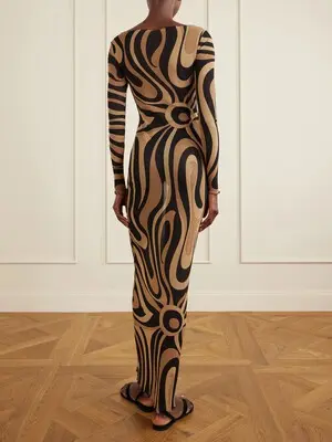 Emilio Pucci Printed Mesh Maxi Dress - Neutrals